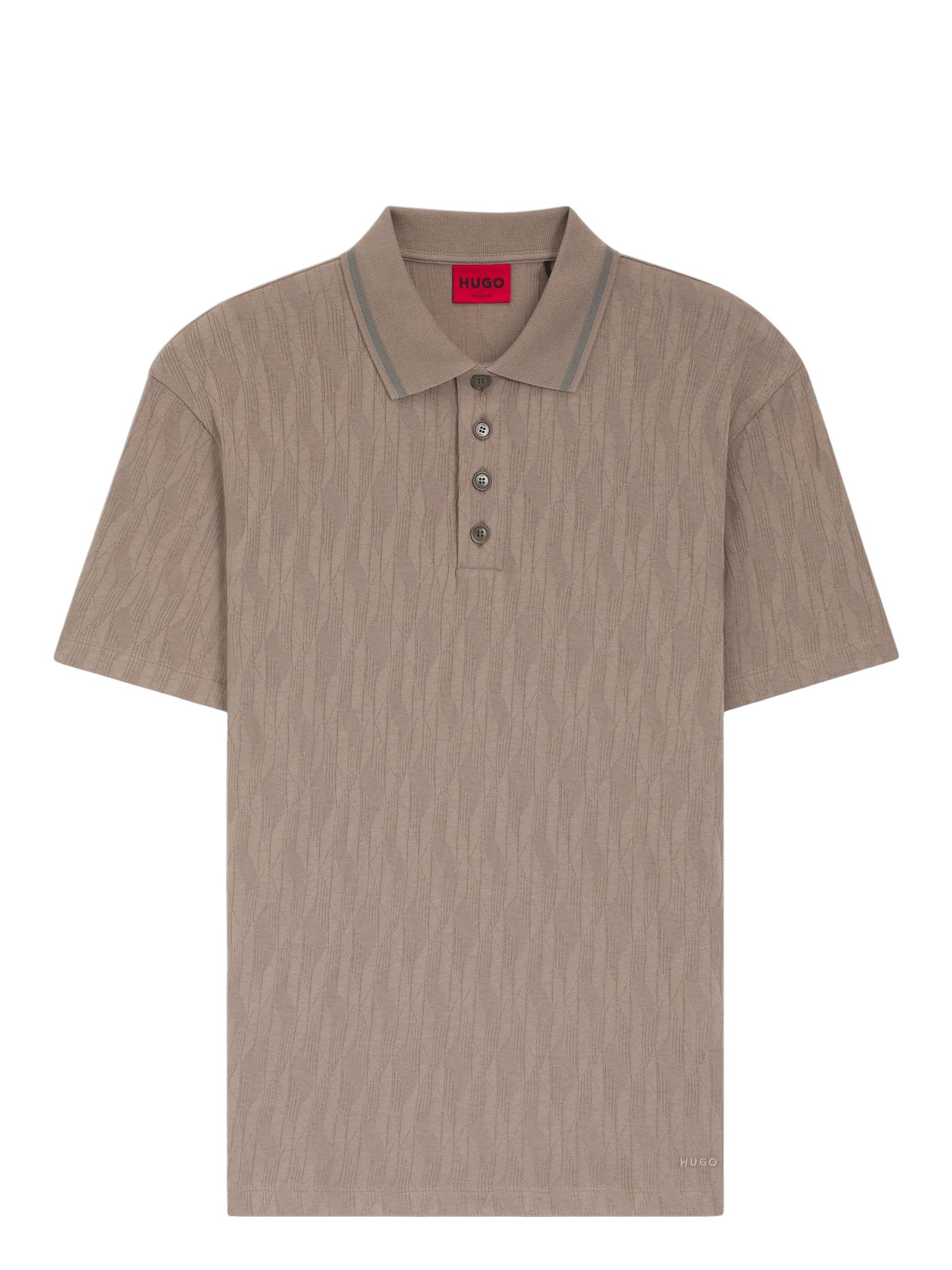 HUGO stripe-collar polo shirt in cotton jacquard